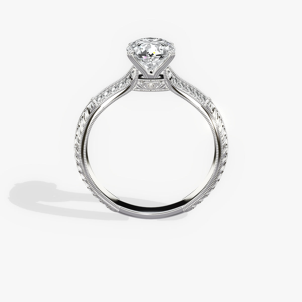 Bali Vintage Style Oval Engagement Ring in White Gold | The Better Diamonds