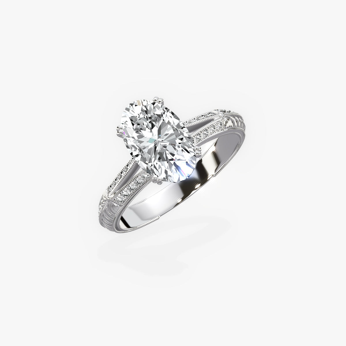 Bali Vintage Style Oval Engagement Ring in White Gold | The Better Diamonds